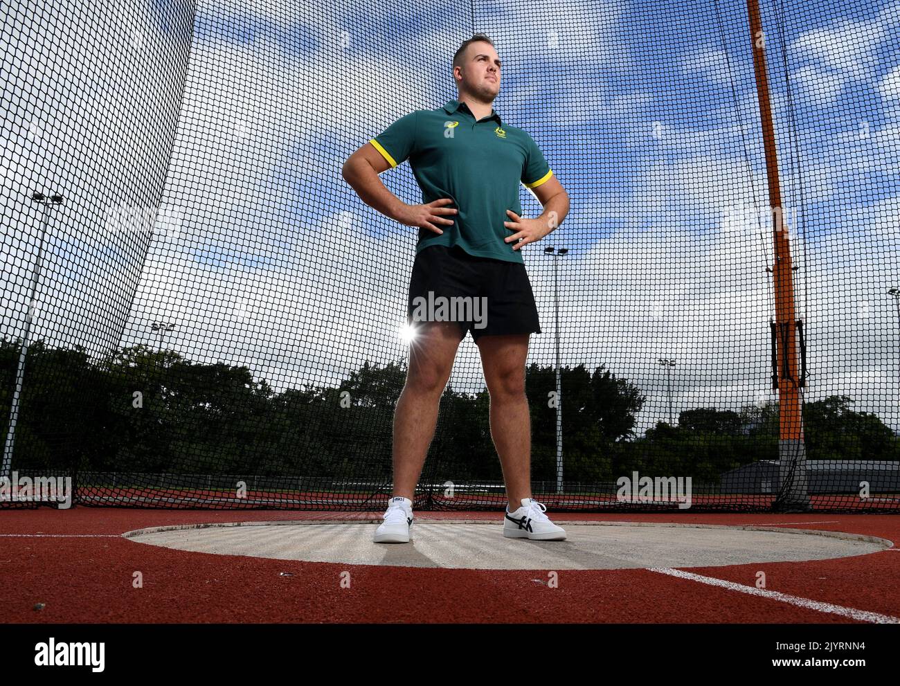 Discus thrower Matthew Denny is seen posing for a photograph at Barlow ...