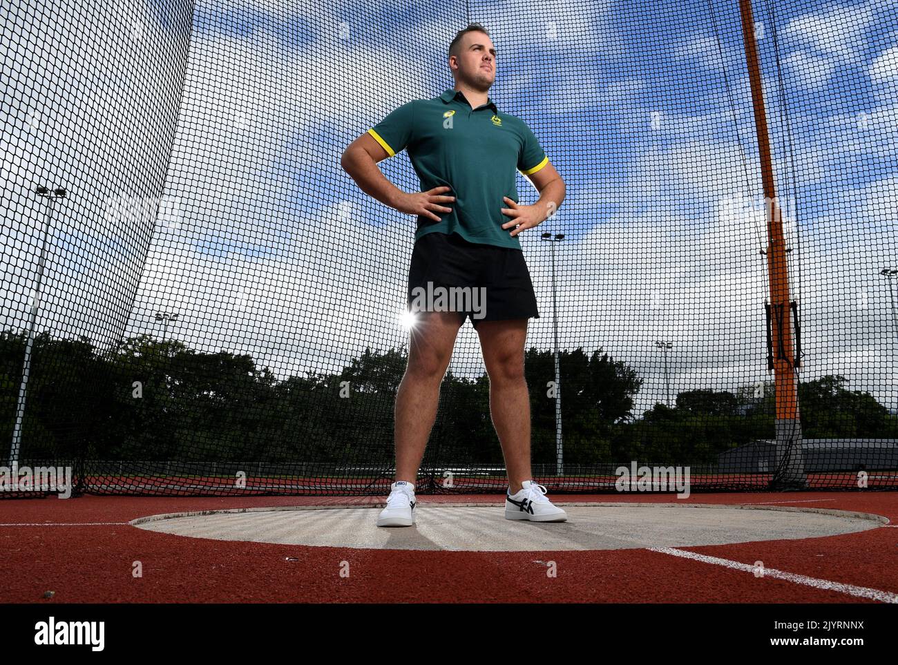 Discus thrower Matthew Denny is seen posing for a photograph at Barlow ...