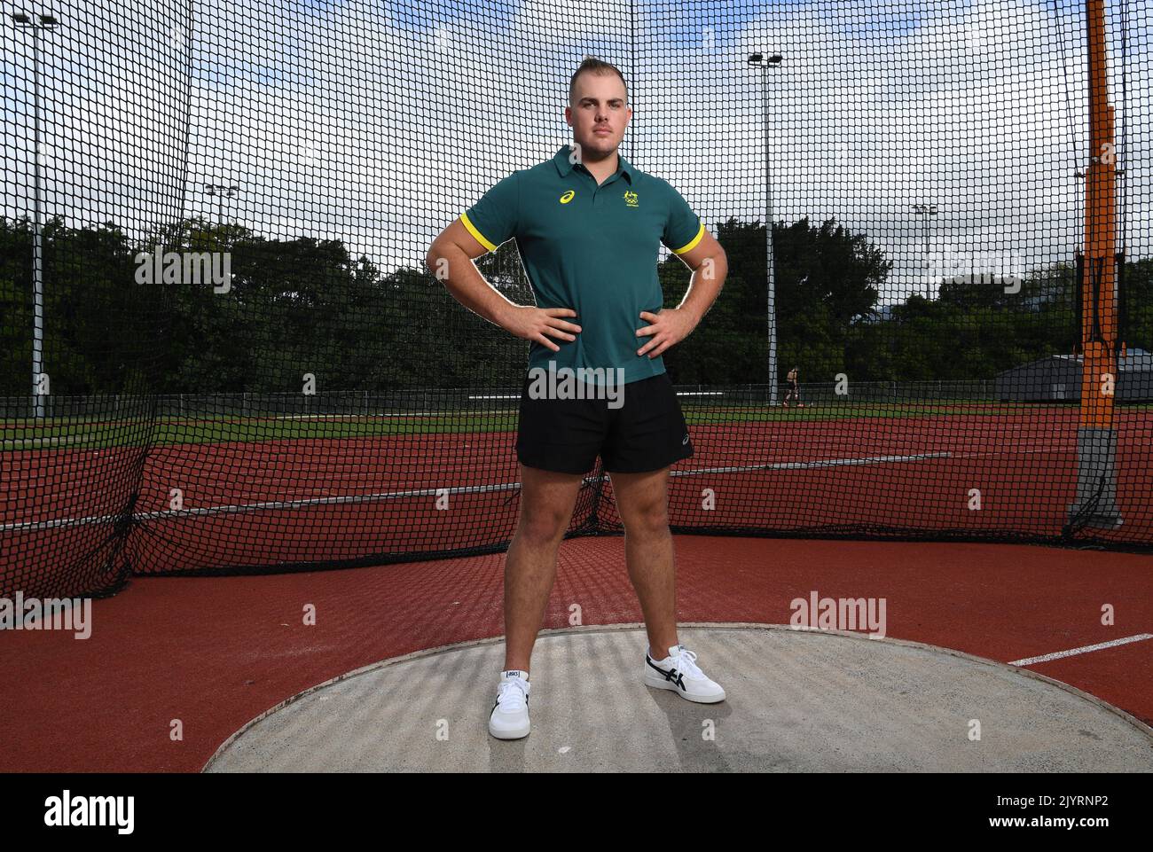 Discus thrower Matthew Denny is seen posing for a photograph at Barlow ...