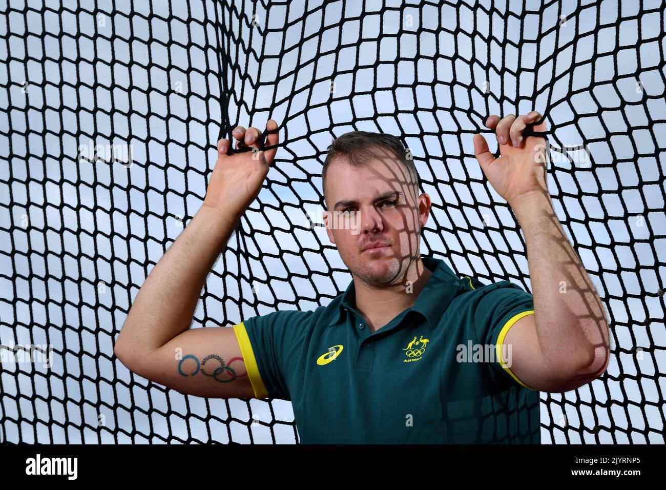Discus thrower Matthew Denny is seen posing for a photograph at Barlow ...