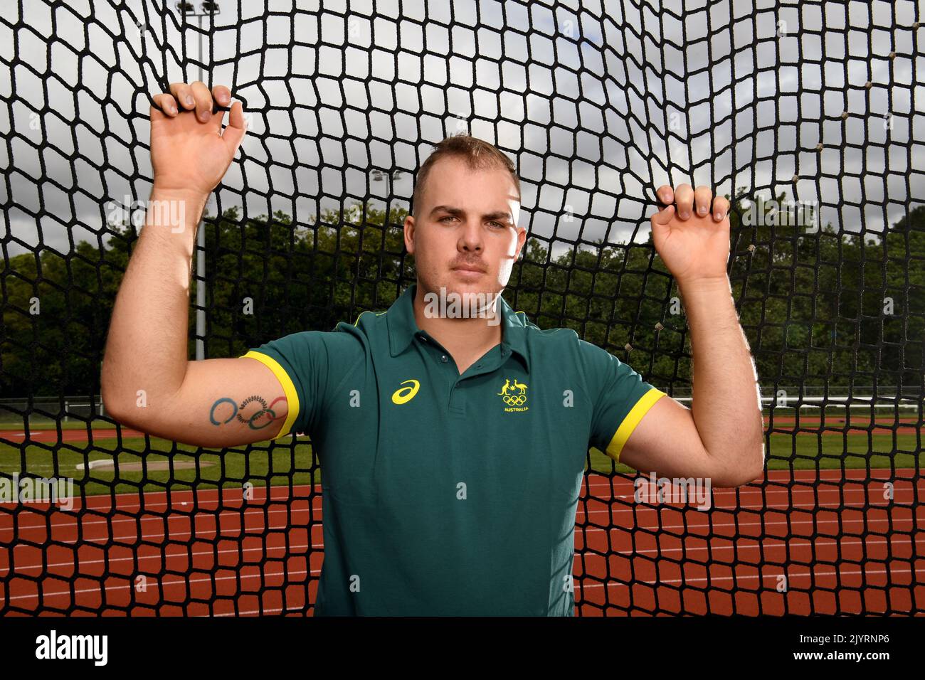 Discus thrower Matthew Denny is seen posing for a photograph at Barlow ...