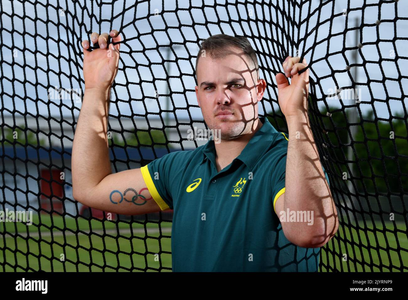 Discus thrower Matthew Denny is seen posing for a photograph at Barlow ...