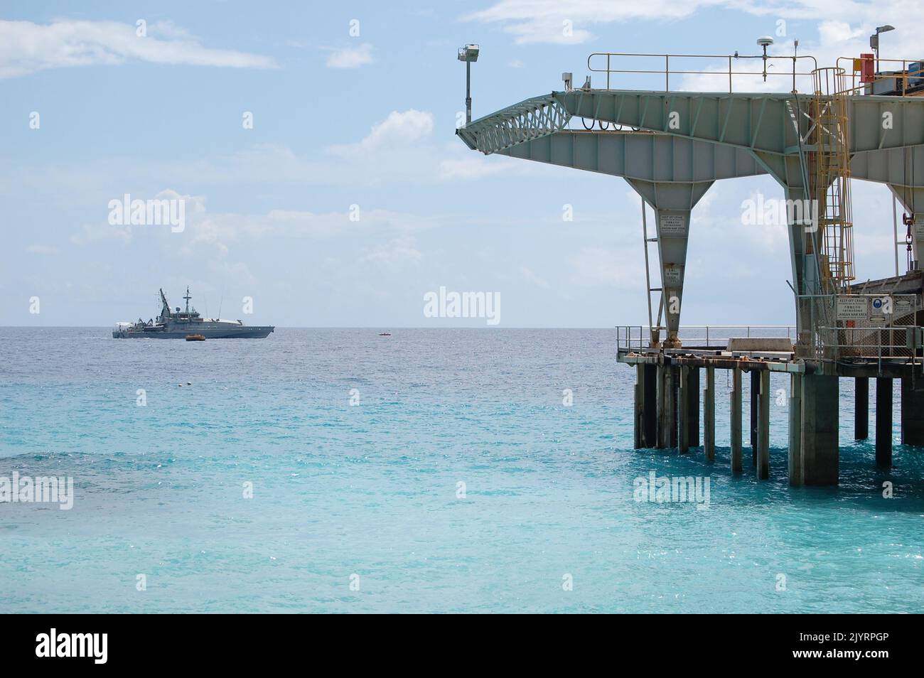 Royal Australian Navy patrol boat HMAS Bathurst, off Christmas Island ...