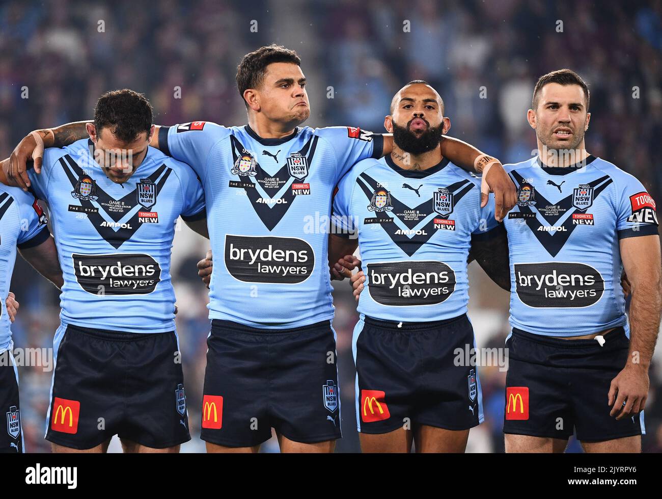 Blues players Latrell Mitchell, Josh Addo-Carr and James Tedesco are ...