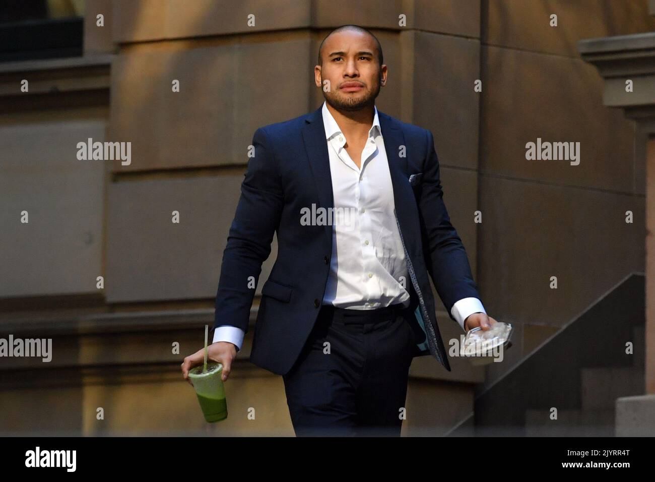 Former NRL player Jamil Hopoate arrives at Central Local Court in ...
