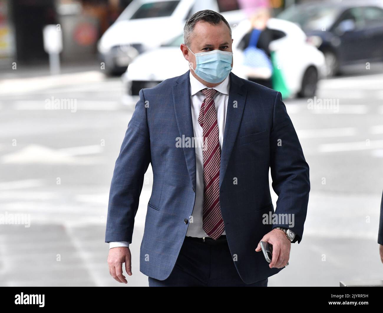Lawyer Adam Magill is seen arriving at the Brisbane Magistrates Court ...
