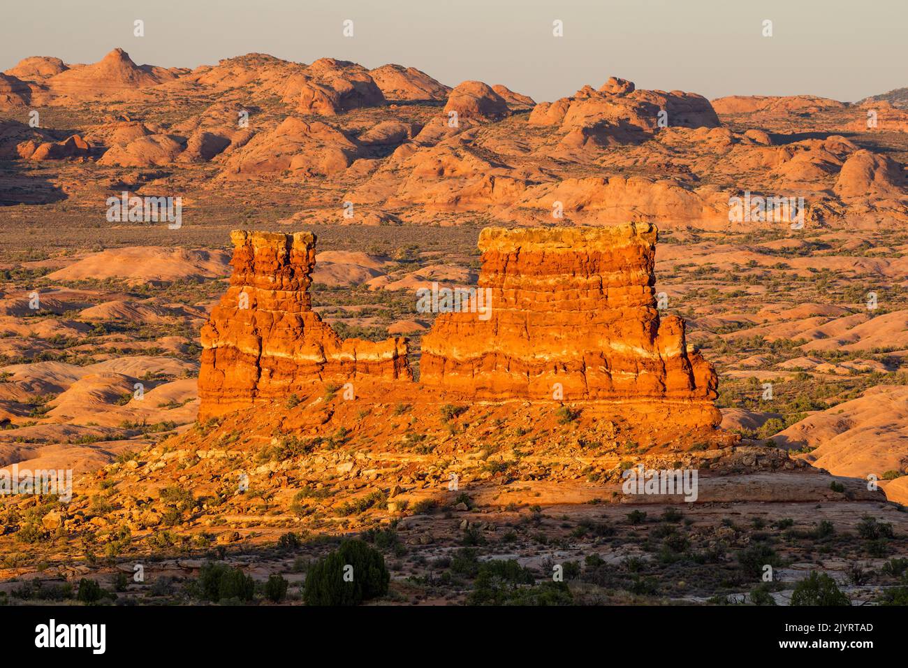 Sunset light on a formation of the Dewey Bridge member of Entrada ...
