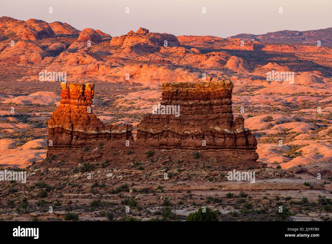 Sunset light on a formation of the Dewey Bridge member of Entrada ...
