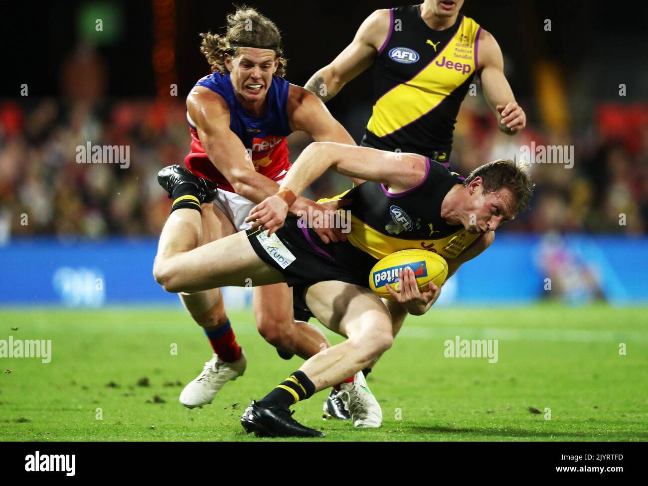 Dylan Grimes of the Tigers in action during the Round 18 AFL match ...
