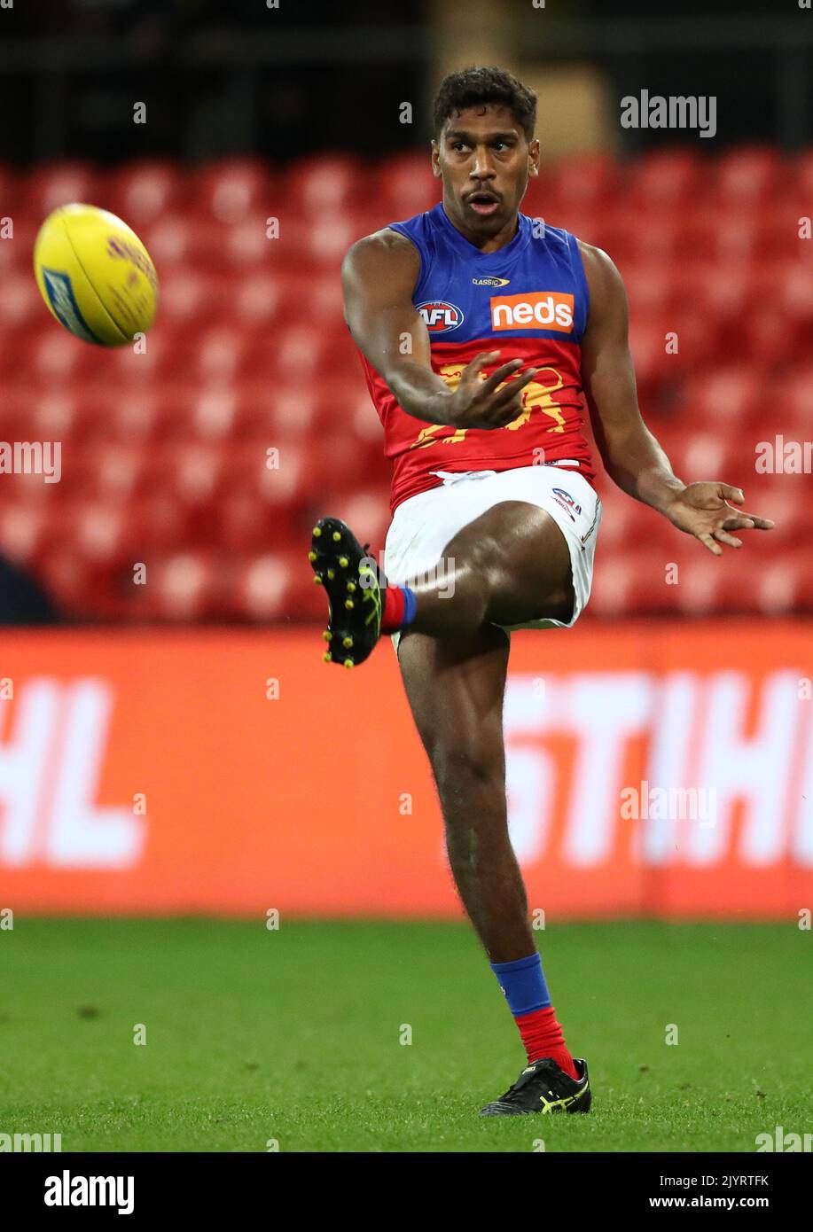 Keidean Coleman of the Lions in action during the Round 18 AFL match ...