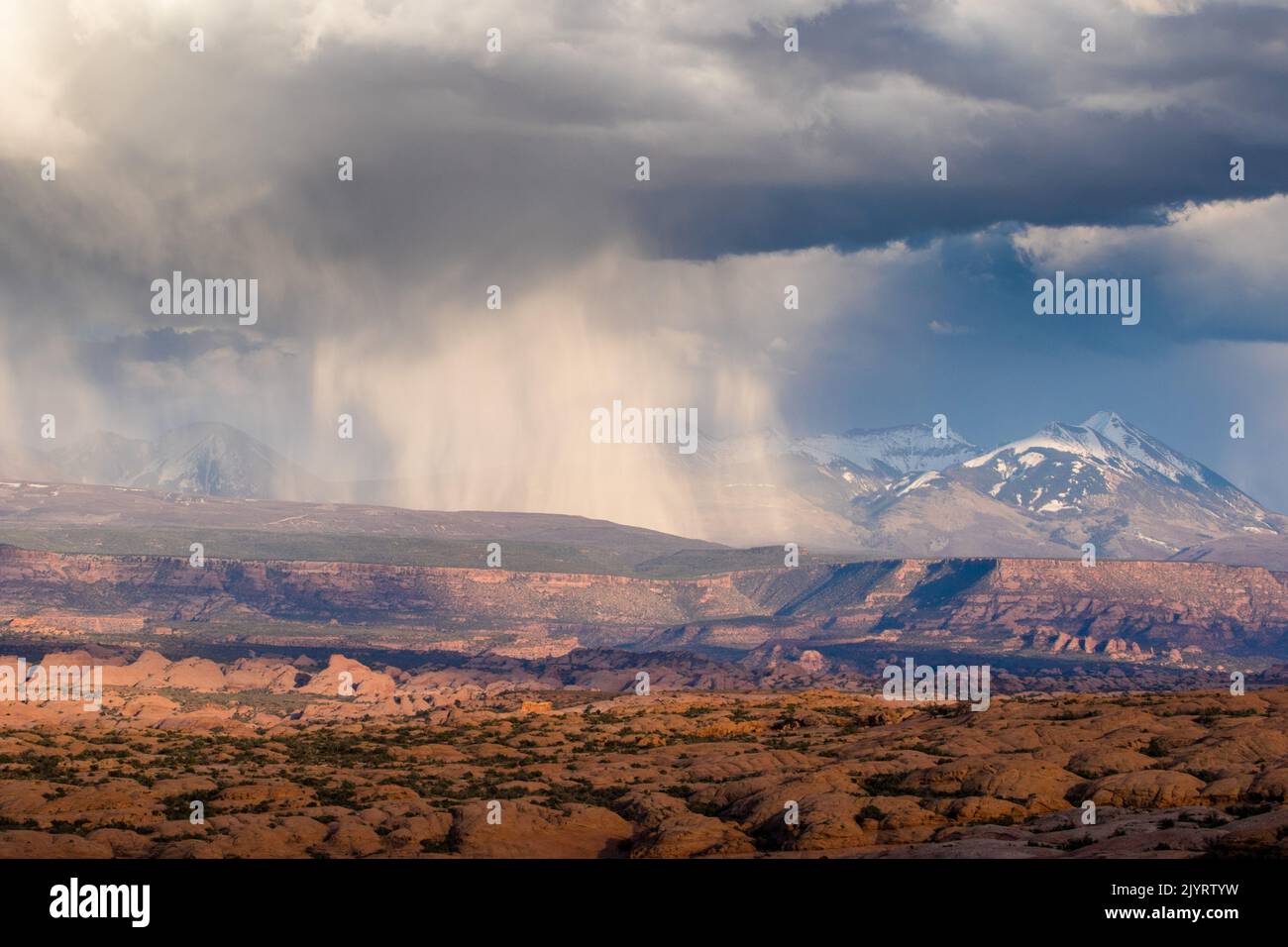 The Petrified Dunes in Arches National Park with a snow storm on the La ...