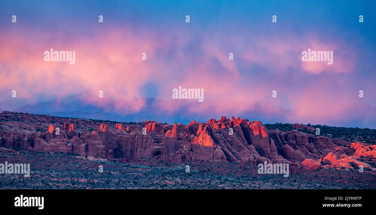 The Fiery Furnace viewed from the south in Arches National Park, Moab ...