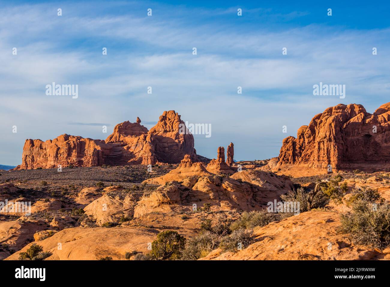 Ham Rock Butte, at left, and Elephant Butte, at right, in Arches ...