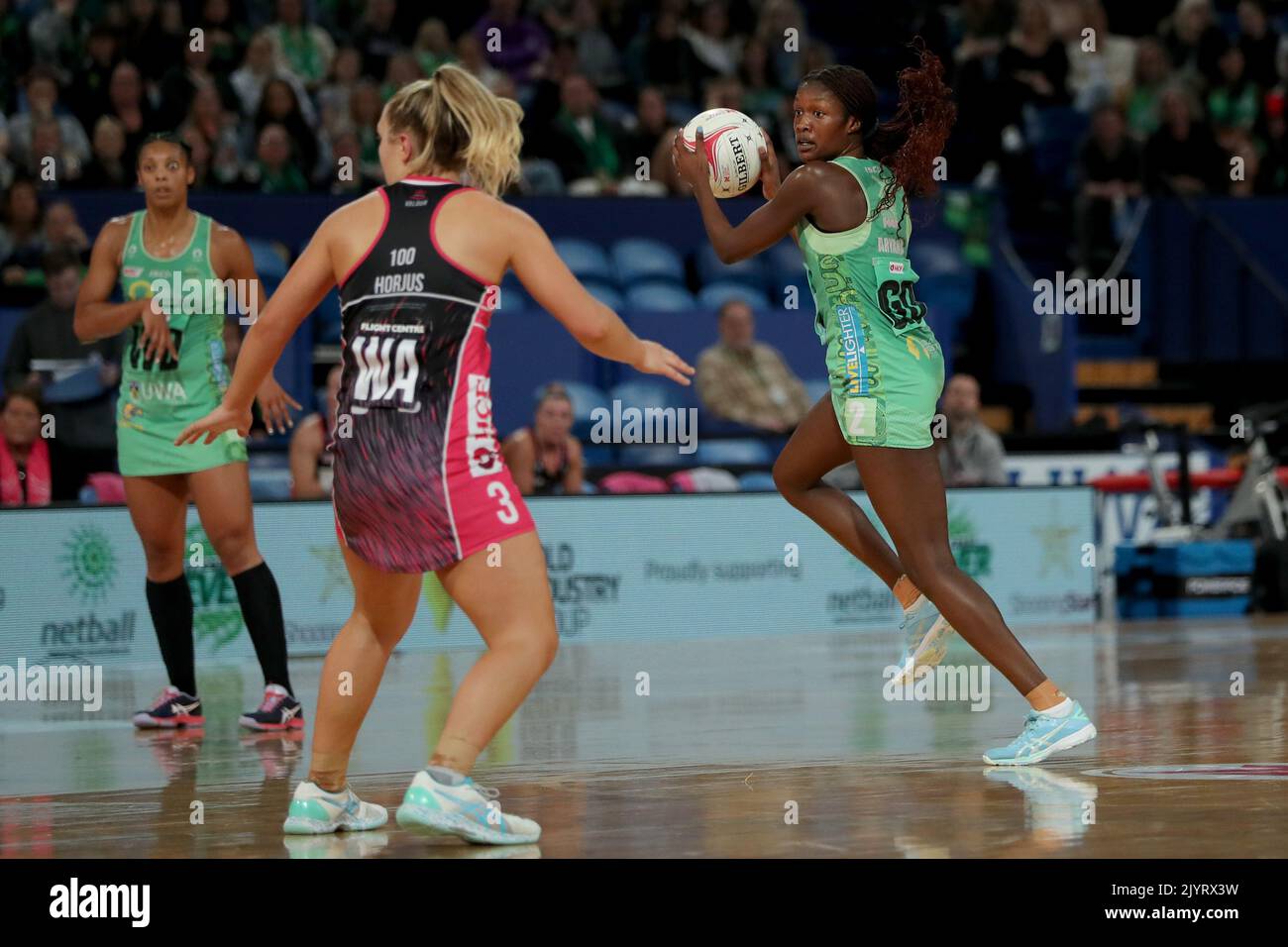 Sunday Aryang of the Fever in action during the Super Netball Round 11 ...