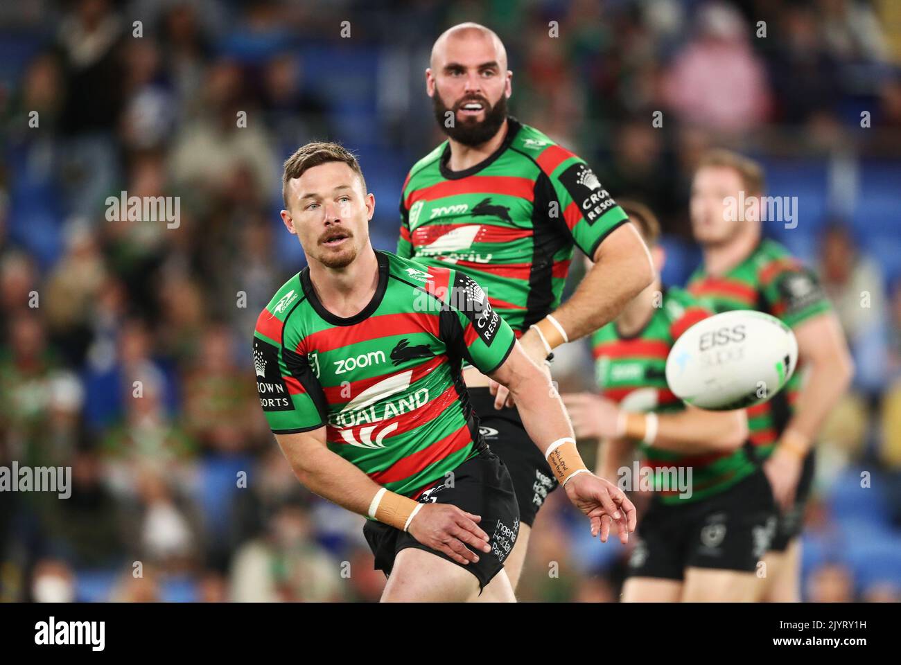 Damien Cook of the Rabbitohs in action during the Round 18 NRL match ...