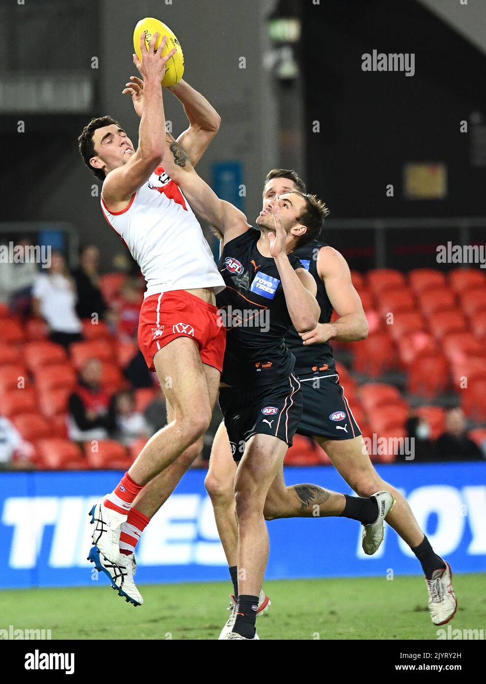 Tom McCartin of the Swans takes a markduring the Round 18 AFL match ...