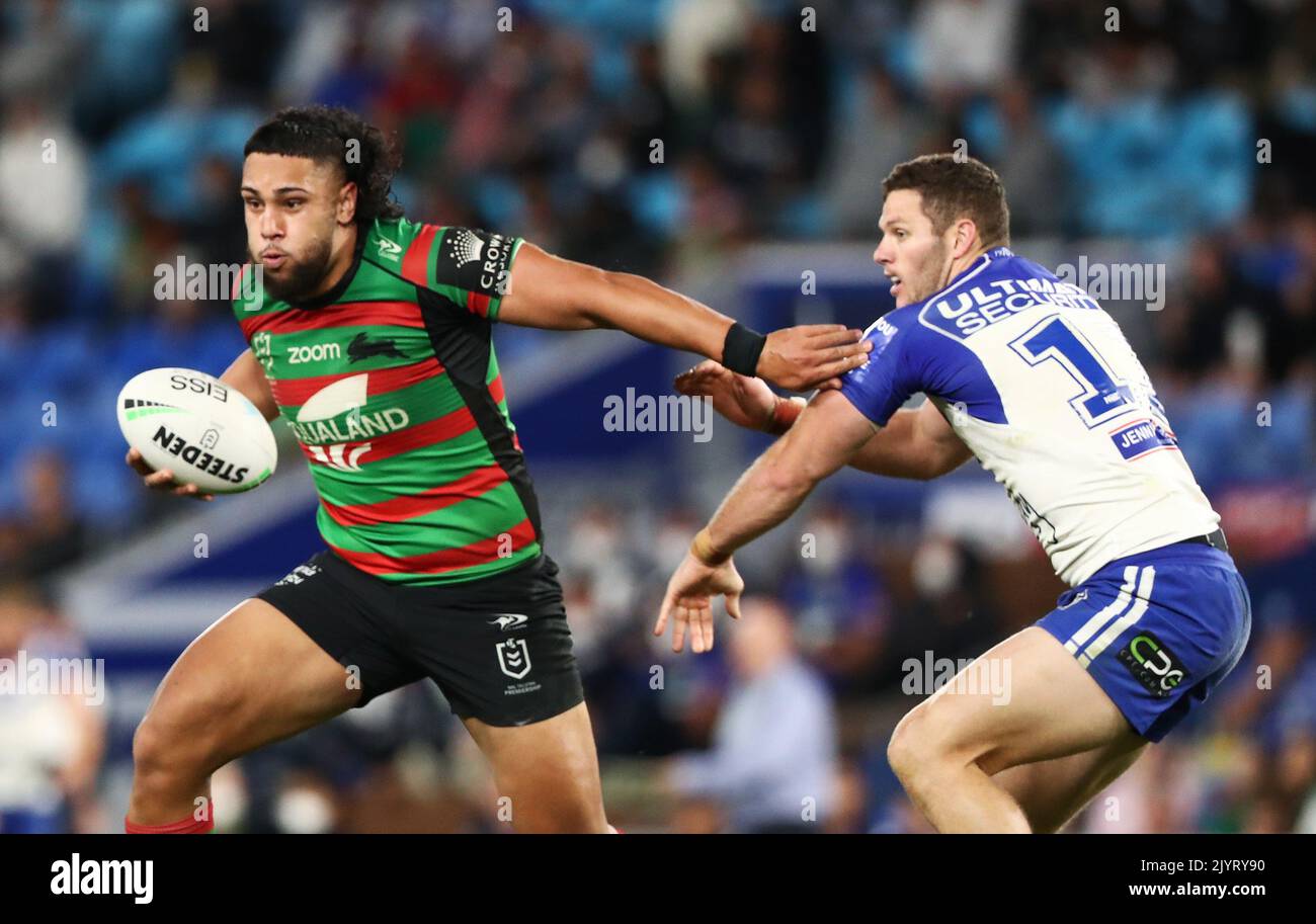 Keaon Koloamatangi of the Rabbitohs in action during the Round 18 NRL ...