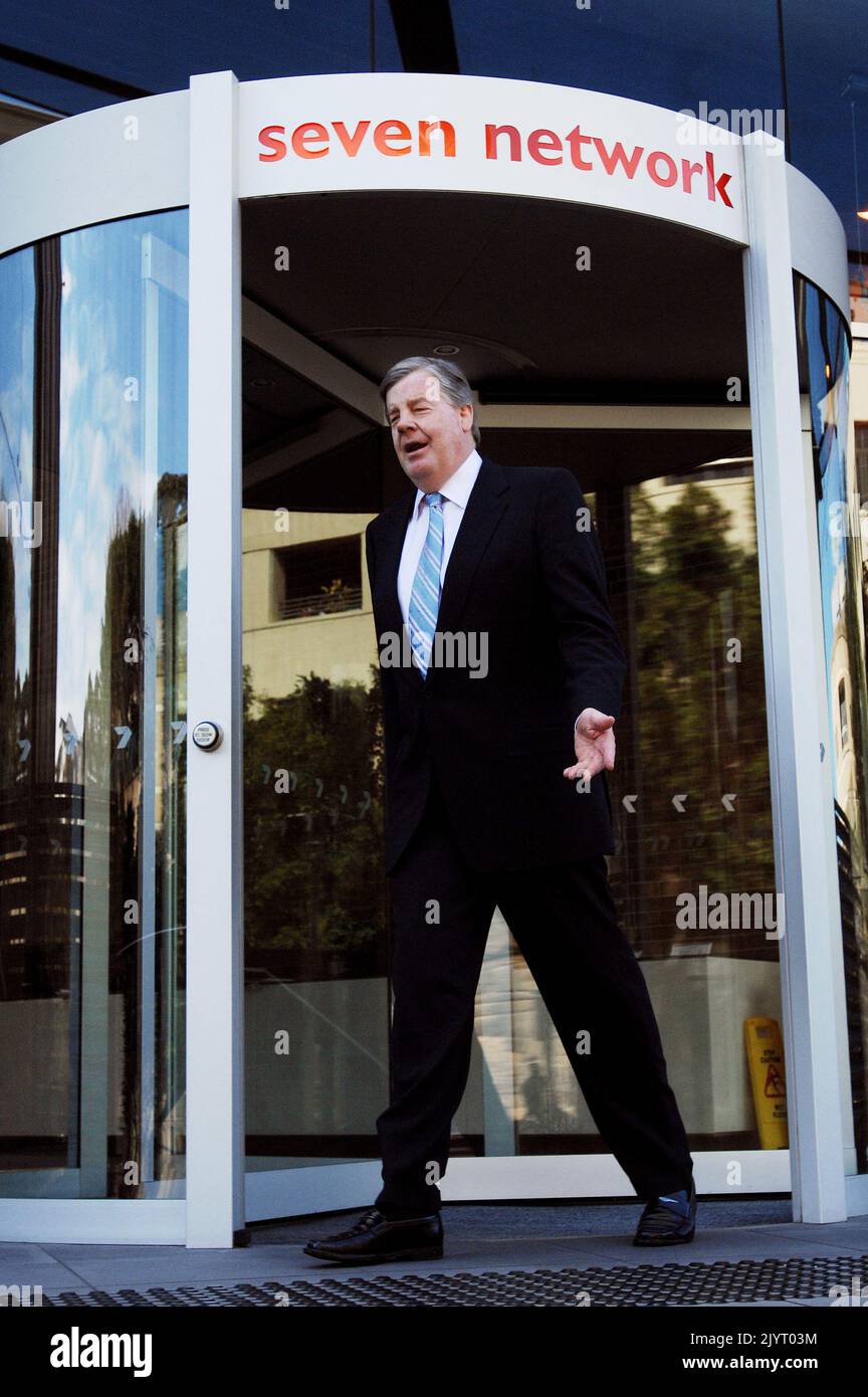 Seven Network CEO, David Leckie leaves the company's offices to deliver ...