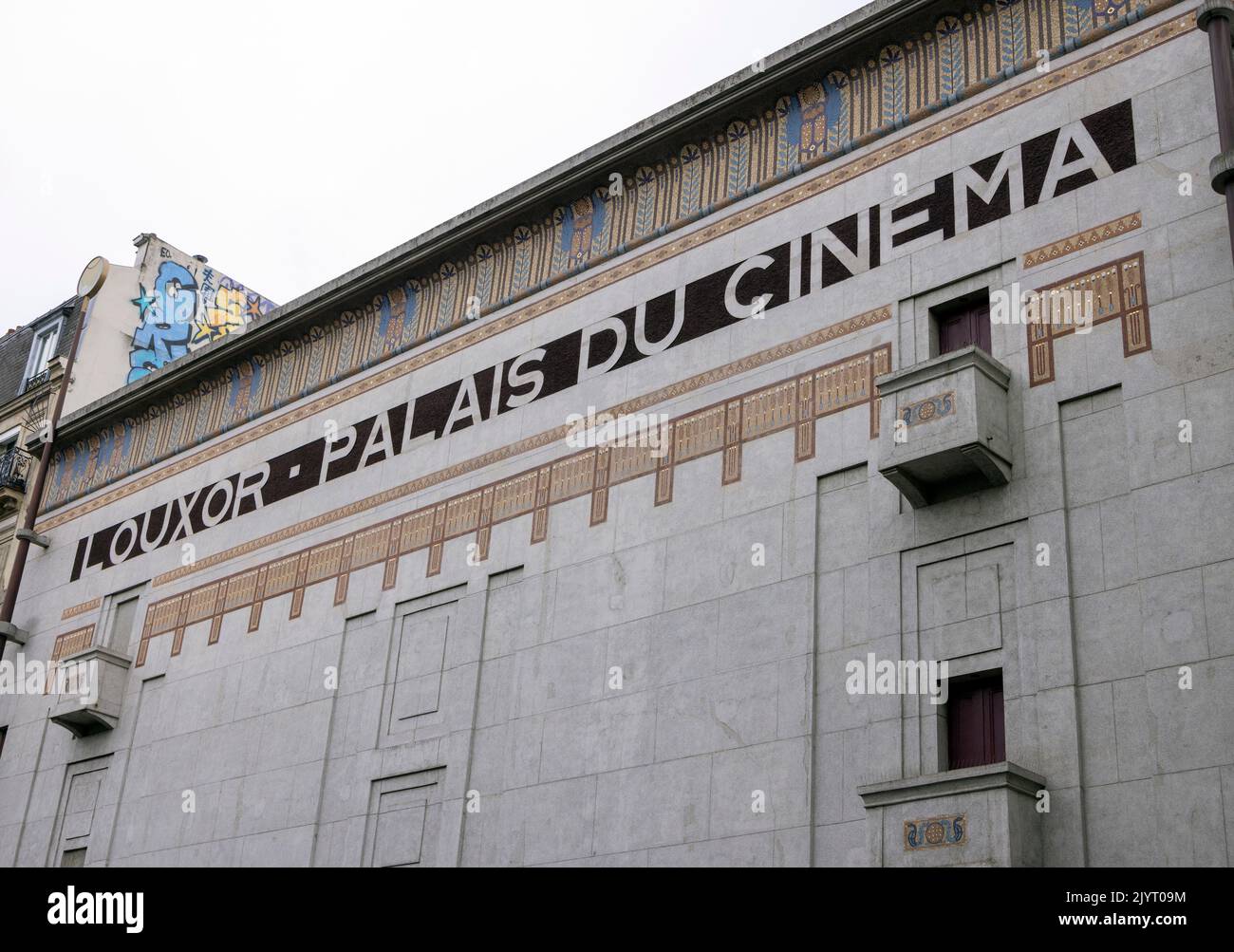 exterior facade, neo-Egyptian cinema Le Louxor, Paris, France Stock ...