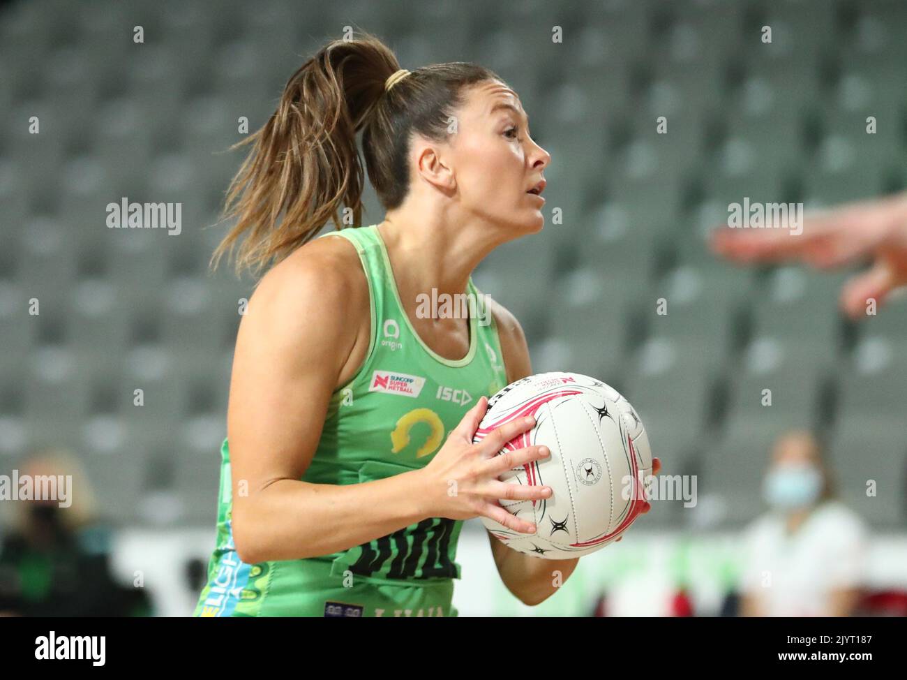 Verity Charles of the Fever in action during the Round 8 Super Netball ...