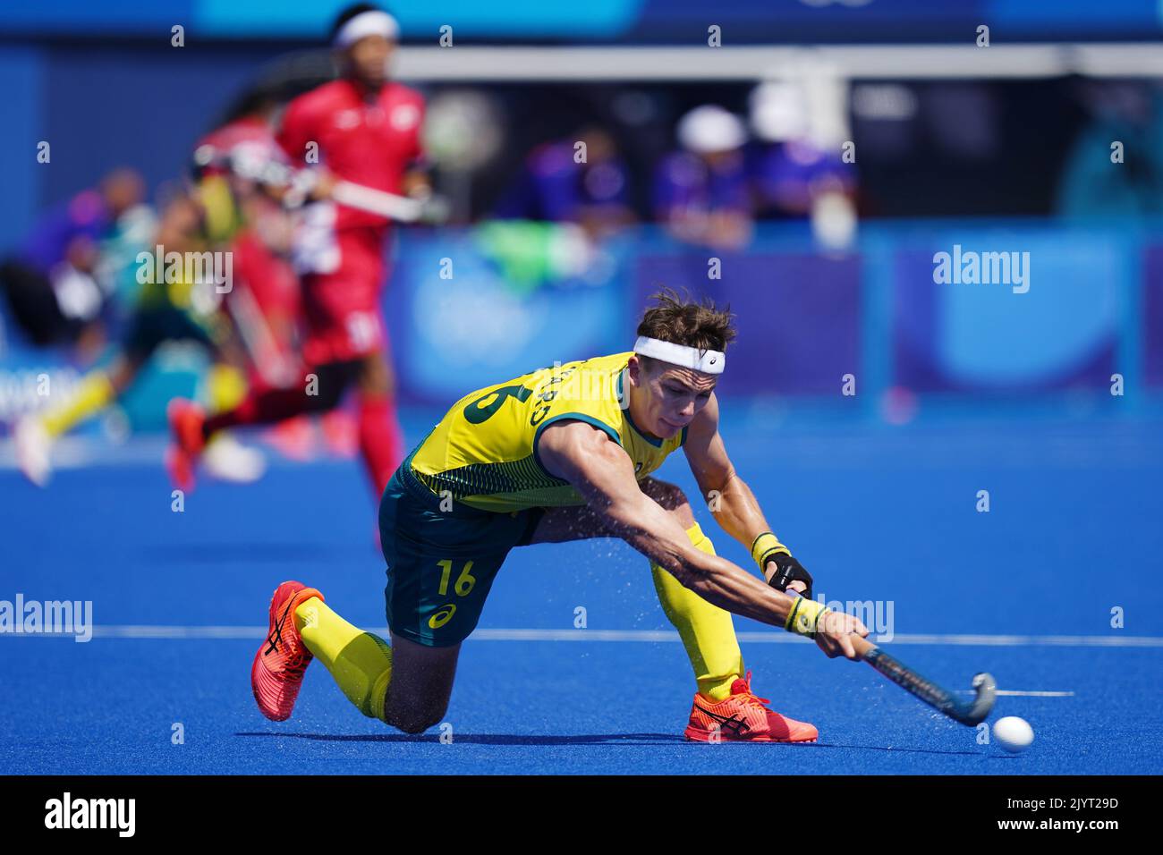 Tim Howard of Australia during the Men's Hockey Pool A match between Australia and Japan at Oi ...