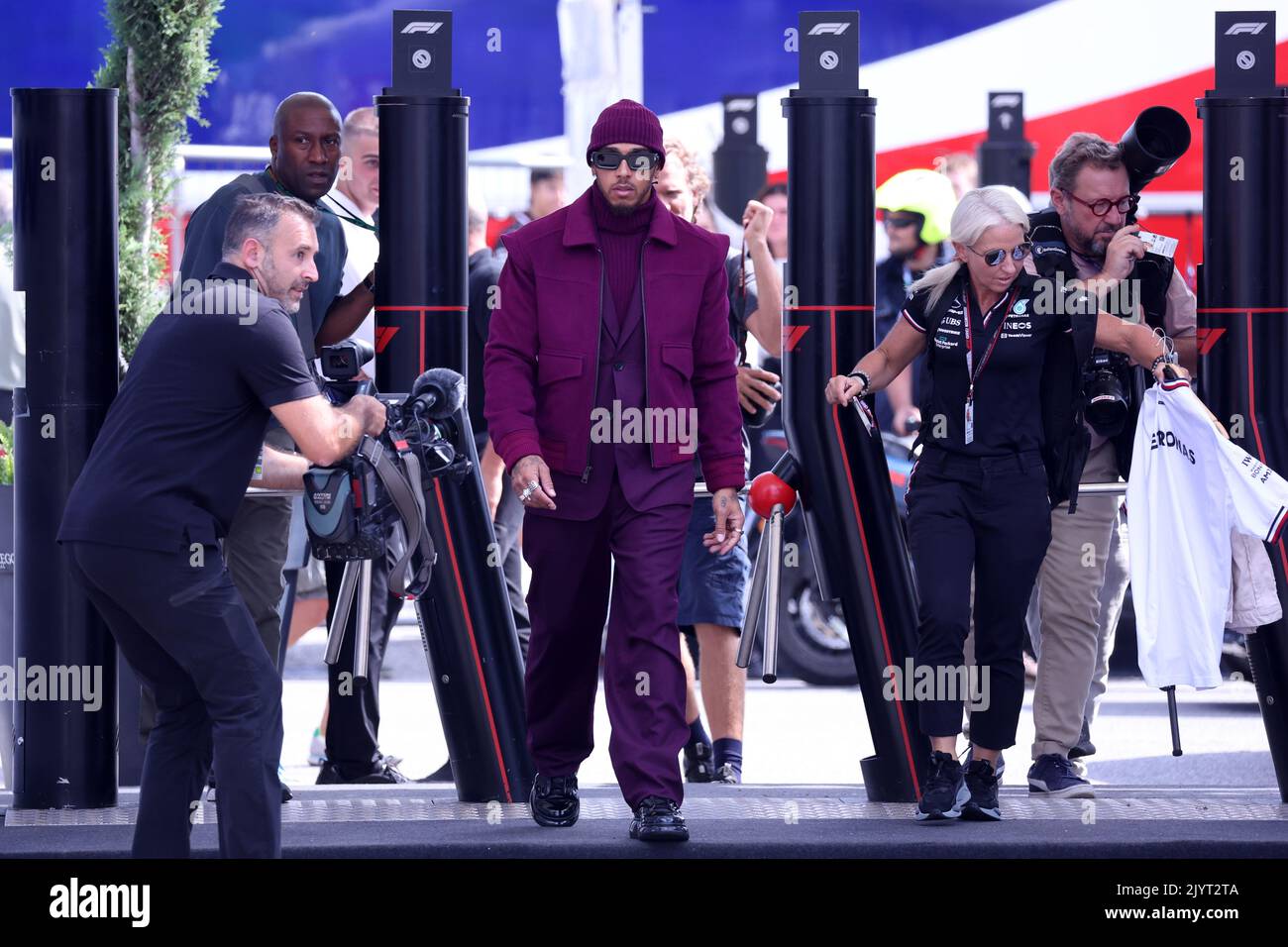 Lewis Hamilton of Mercedes AMG Petronas F1 Team looks on during ...