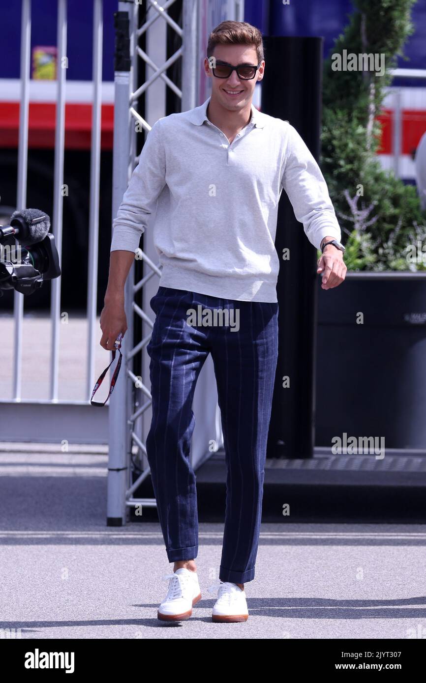 George Russell of Mercedes AMG Petronas F1 Team looks on during ...