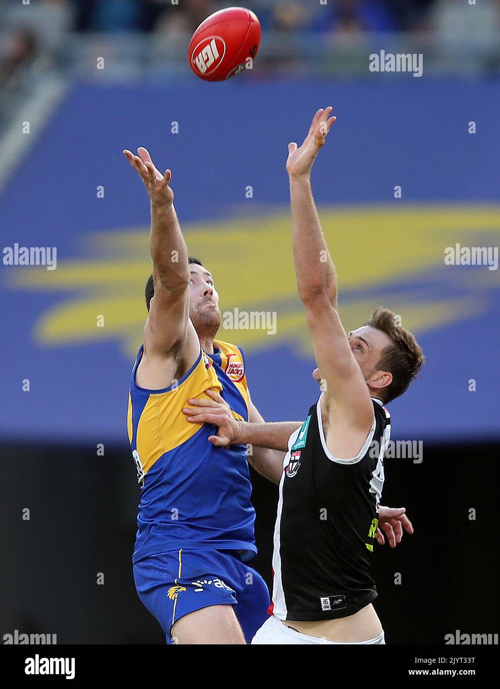 Jeremy McGovern of the Eagles in action during the AFL Round 19 match ...