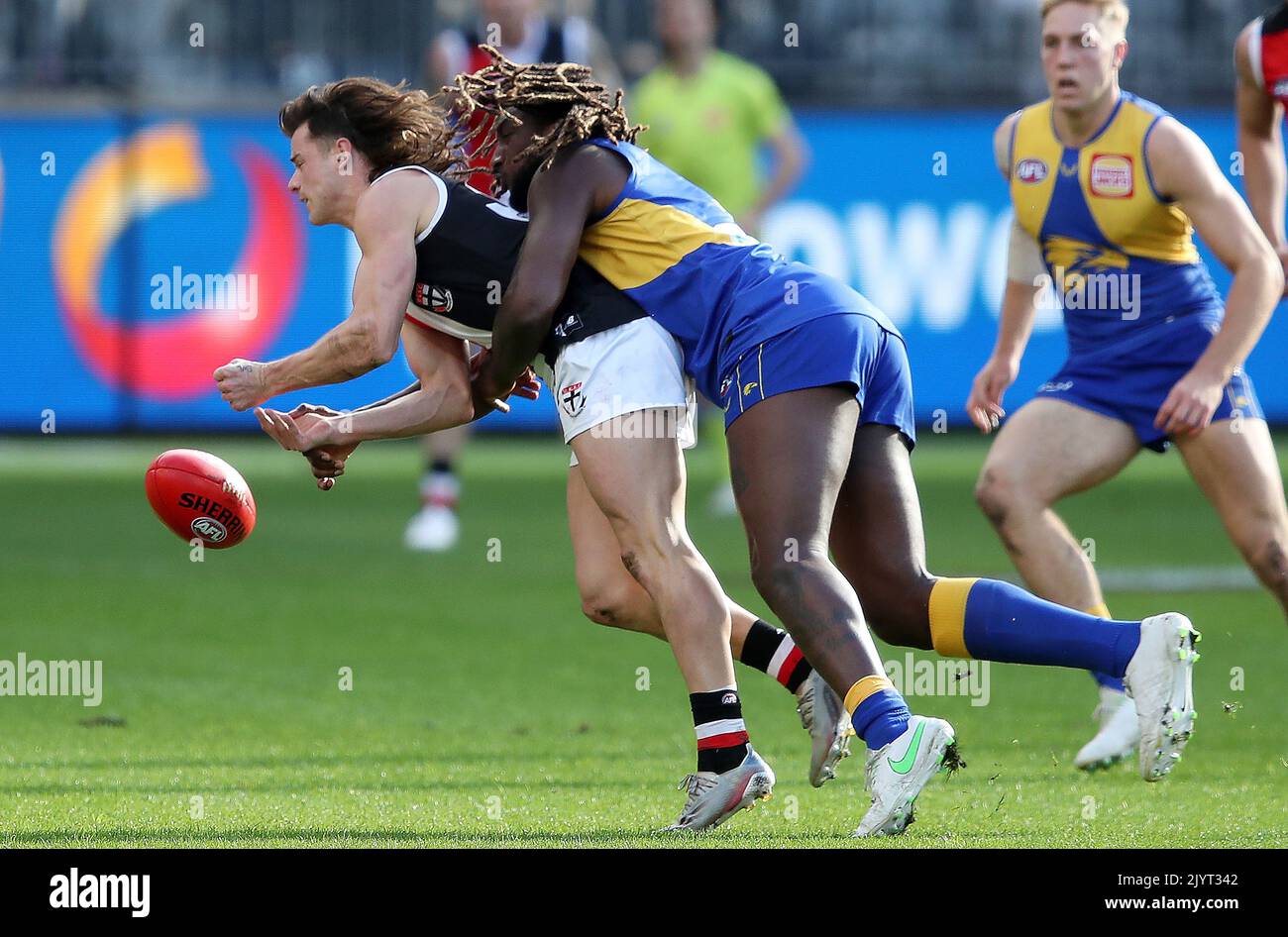 during the AFL Round 19 match between West Coast Eagles and St Kilda ...