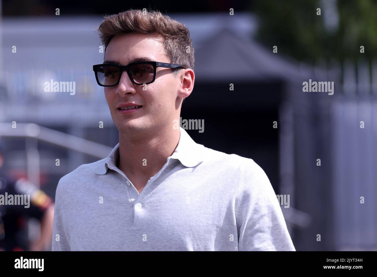 George Russell of Mercedes AMG Petronas F1 Team looks on during ...