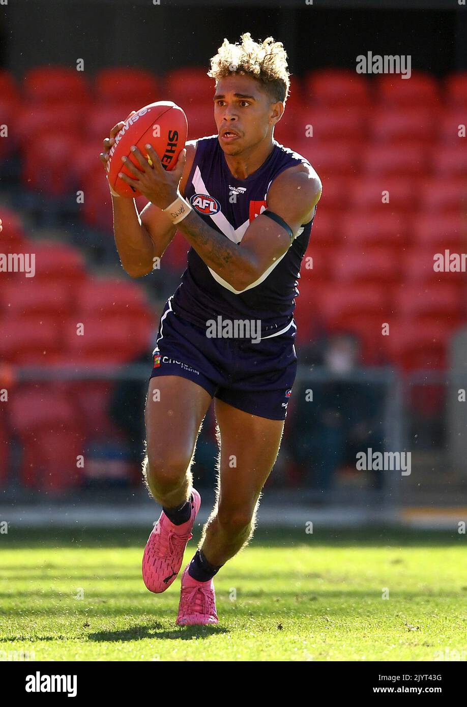 Liam Henry of the Dockers during the Round 19 AFL match between the ...