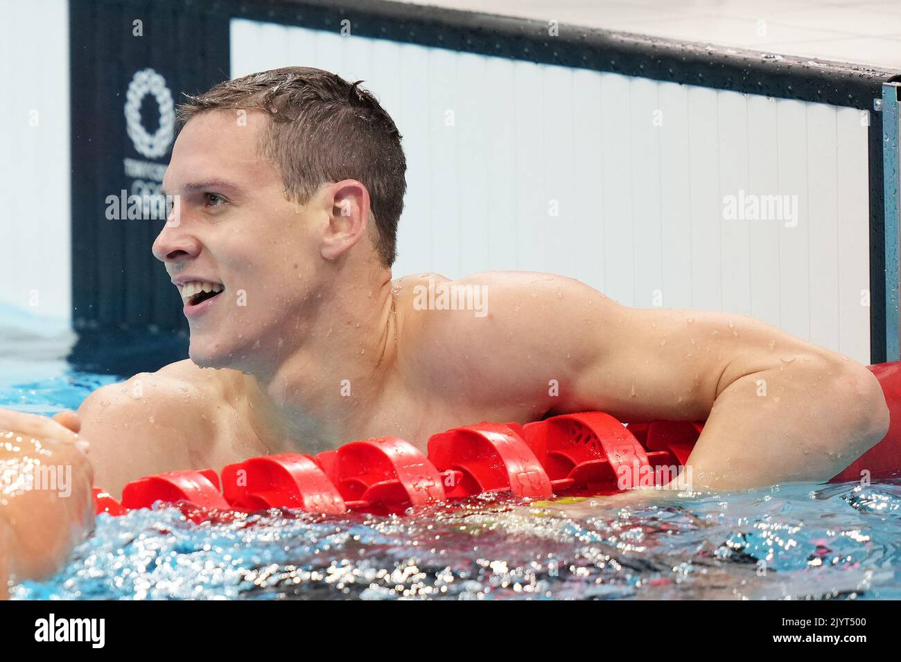 Mitch Larkin of Australia reacts following the Men's 100m Backstroke ...