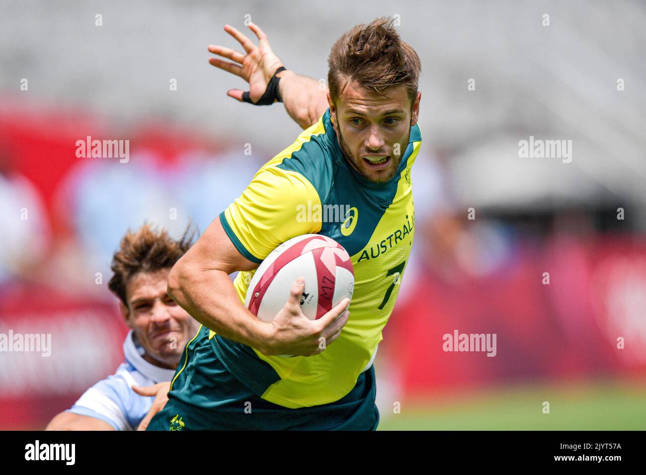 Joshua Turner of Australia in action during the Men’s Rugby Sevens at ...