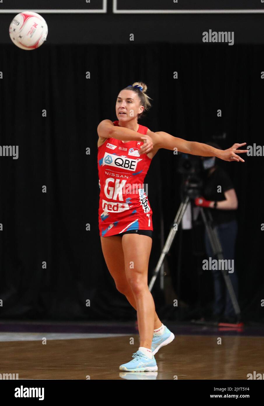 Sarah Klay of the Swifts in action during the Round 12 Super Netball ...