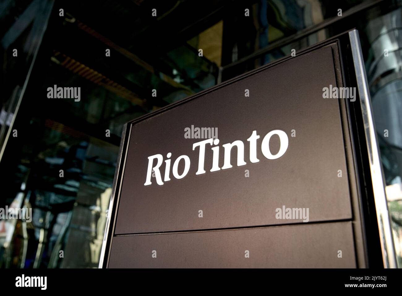 A stock picture of a sign outside the Rio Tinto building in Perth ...