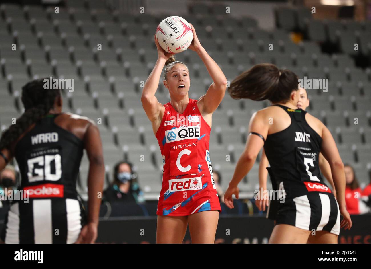 Paige Hadley of the Swifts in action during the Round 12 Super Netball ...