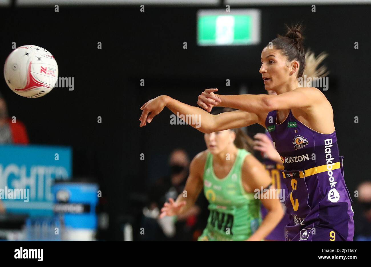 Kim Ravaillion of the Firebirds in action during the Round 12 Super ...