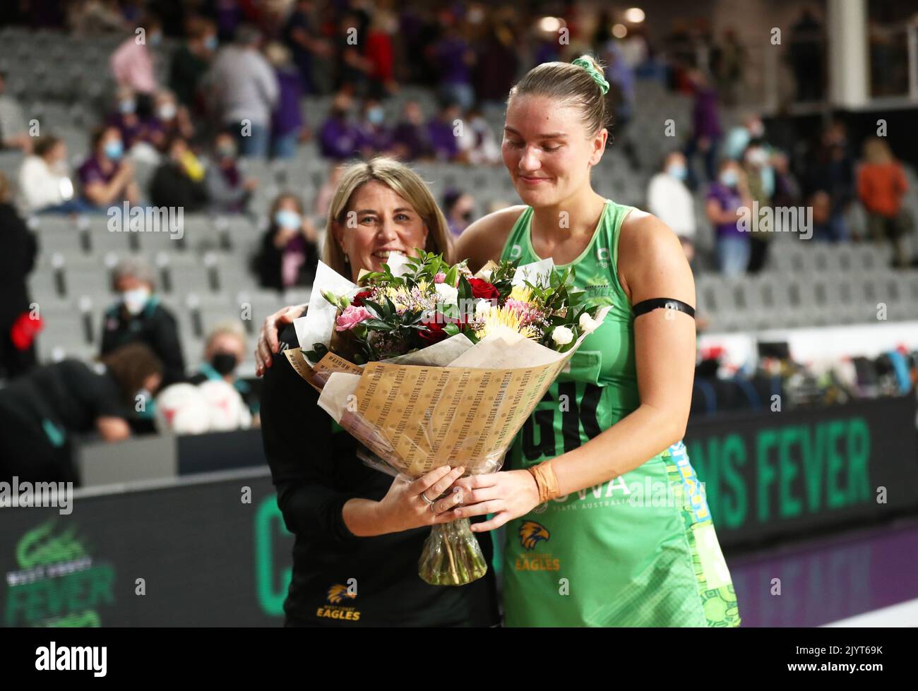 Fever Coach Stacey Marinkovich after her 100th game during the Round 12 ...