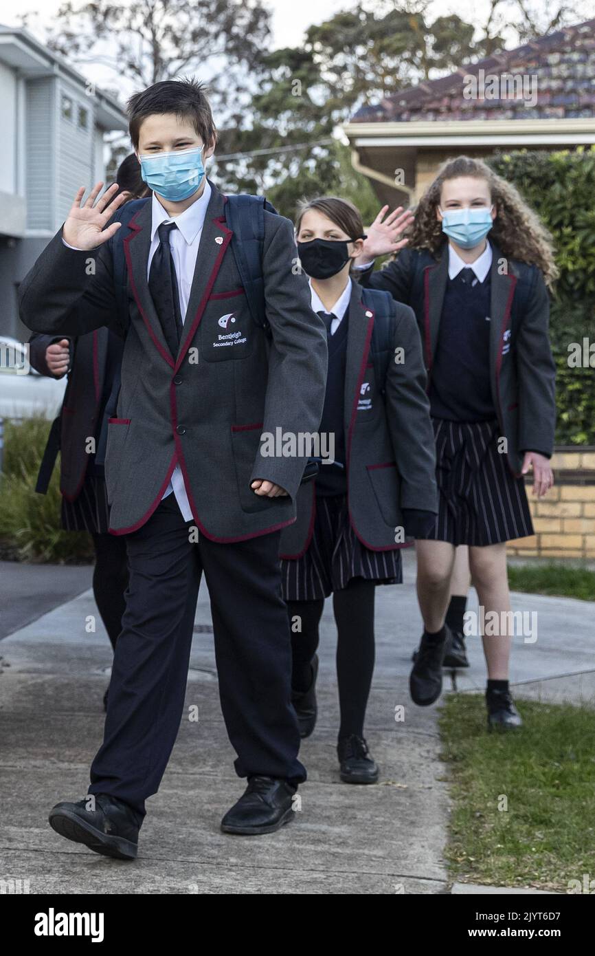 Bentleigh Secondary College students are seen returning to school as ...