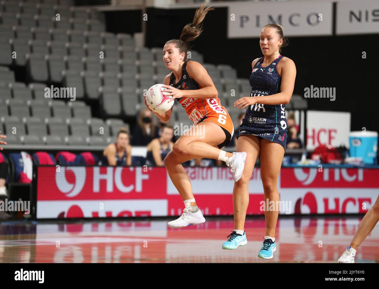 Amy Parmenter of the Giants in action during the Round 12 Super Netball ...