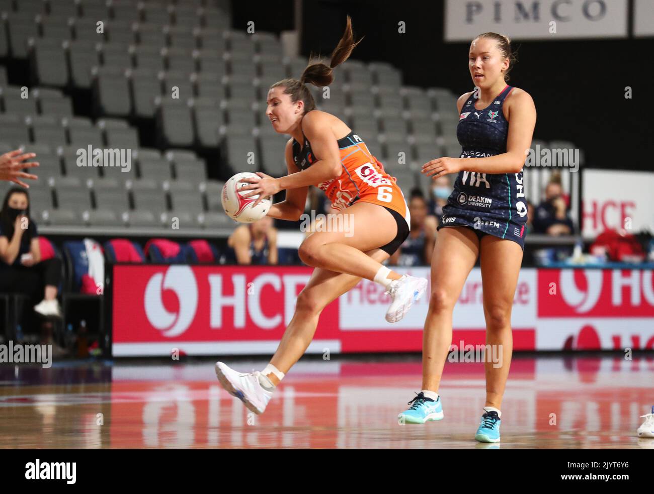 Amy Parmenter of the Giants in action during the Round 12 Super Netball ...