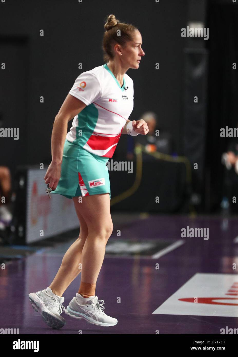 Umpire Kate Wright in her 50th game during the Round 12 Super Netball ...