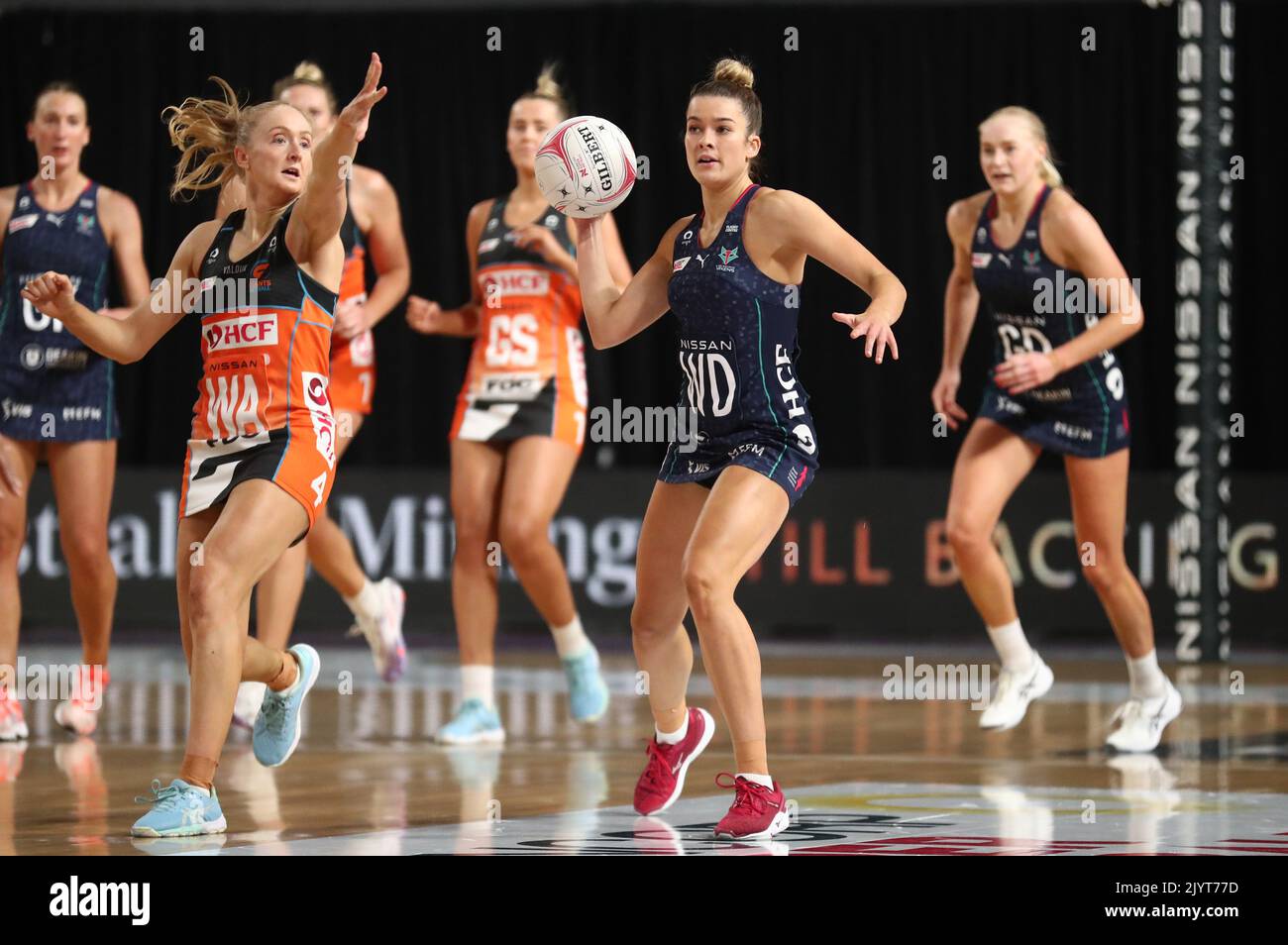 Allie Smith of the Vixens in action during the Round 12 Super Netball ...