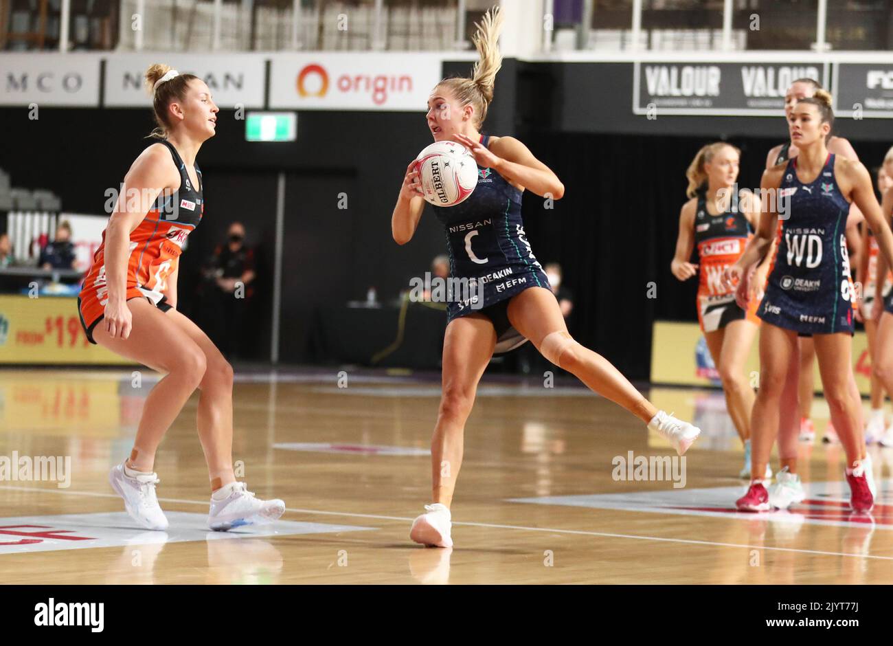 Umpire Kate Wright in her 50th game during the Round 12 Super Netball ...
