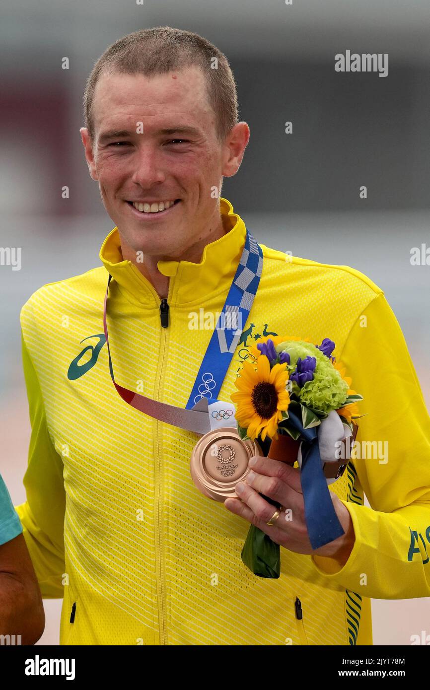 Rohan Dennis of Australia after being presented with the bronze medal ...