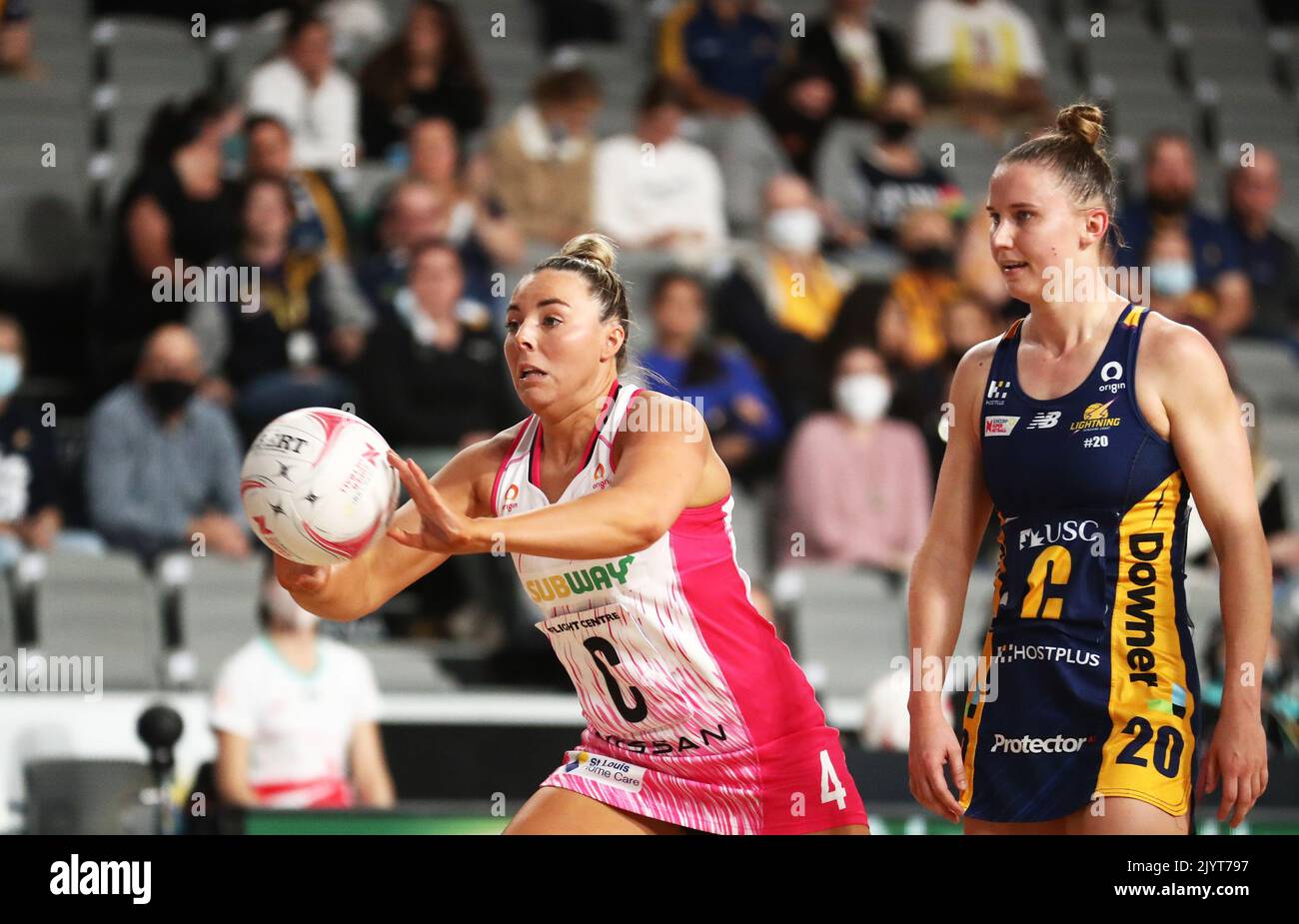 Hannah Petty of the Thunderbirds in action during the Round 12 Super ...