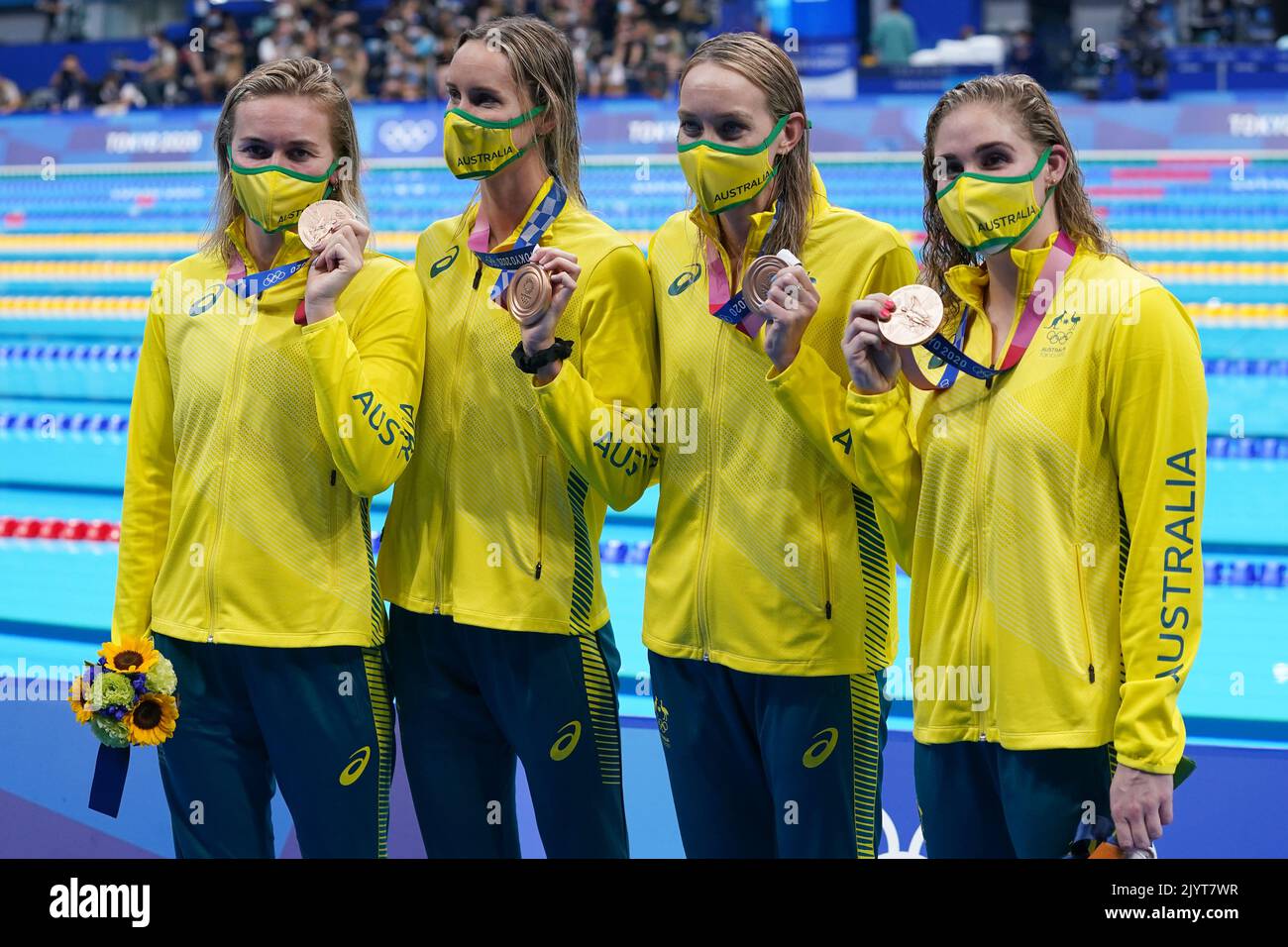 (L-R) Ariarne Titmus, Emma McKeon, Madison Wilson and Leah Neale of ...