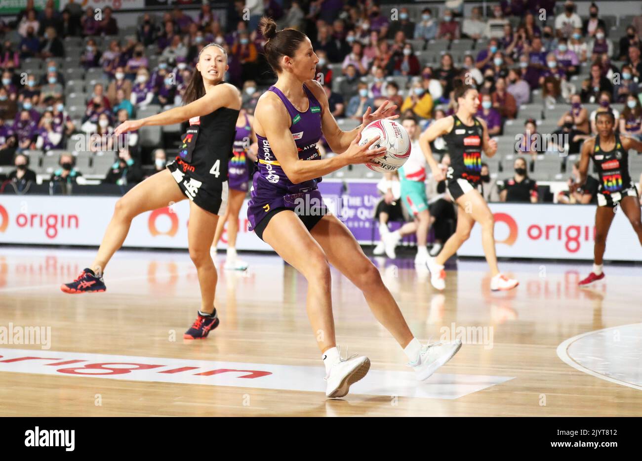 Kim Ravaillion of the Firebirds in action during the Round 13 Super ...