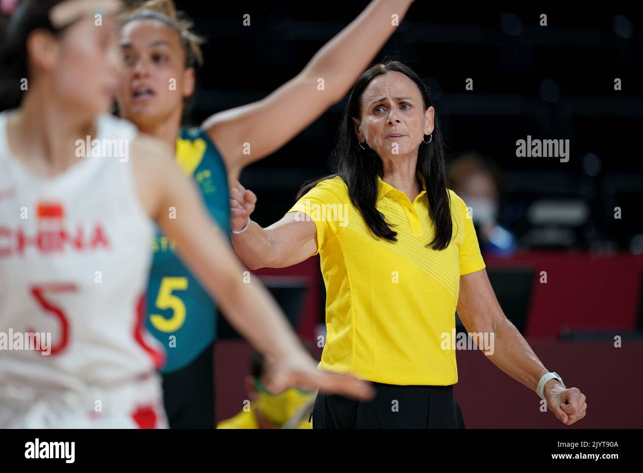 Opals coach Sandy Brondello reacts during the Women's Preliminaries ...