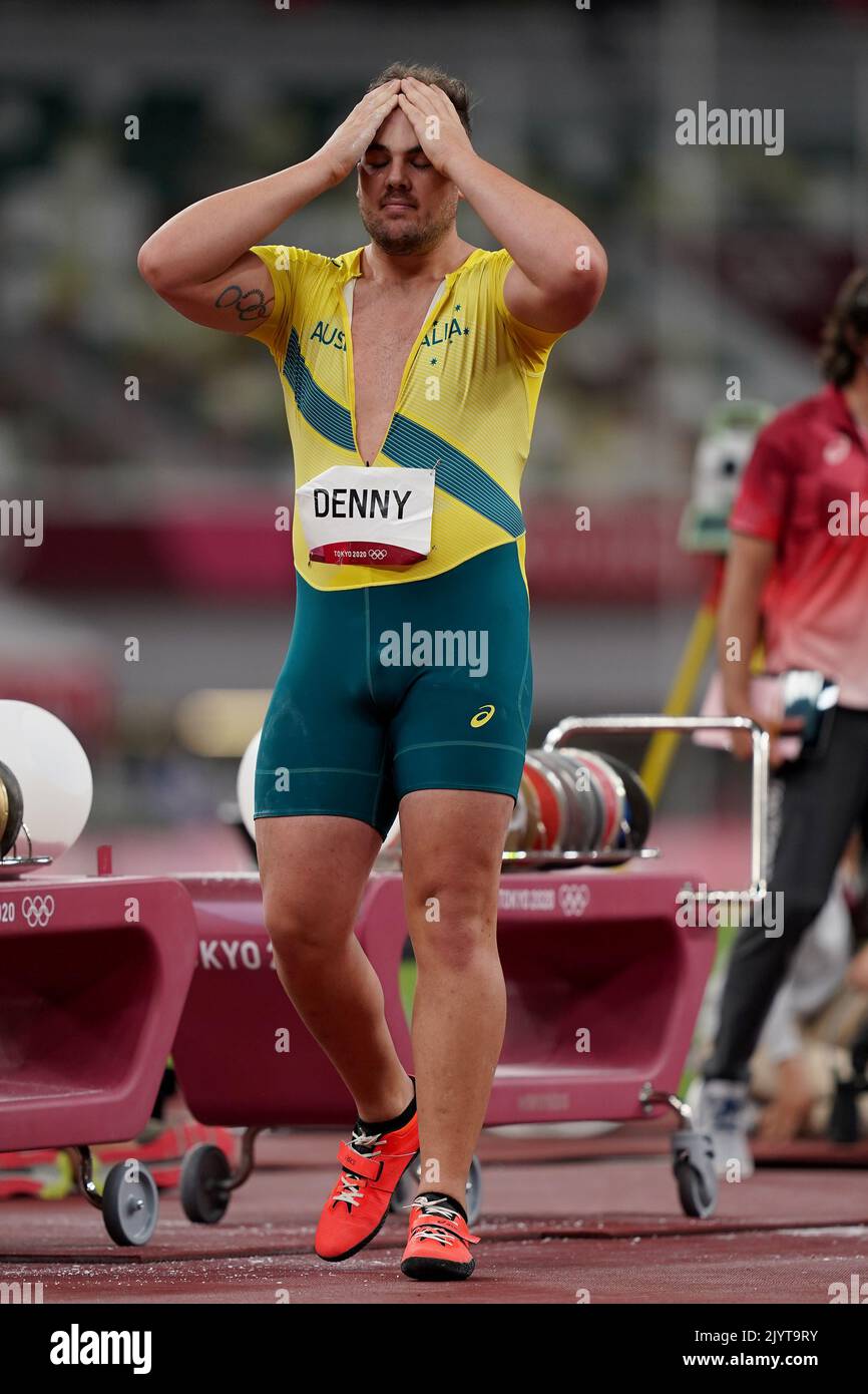 Matthew Denny of Australia reacts after narrowly missing the bronze ...